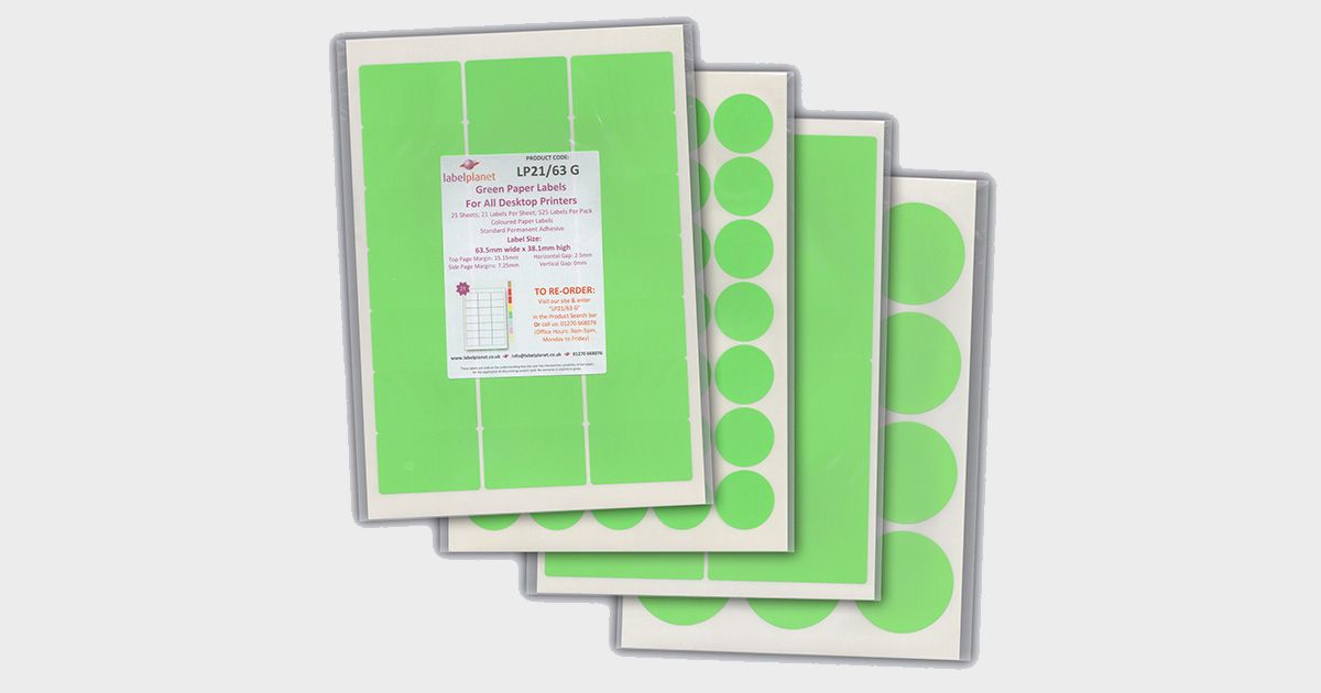 Green Labels On A4 Sheets | Labelplanet