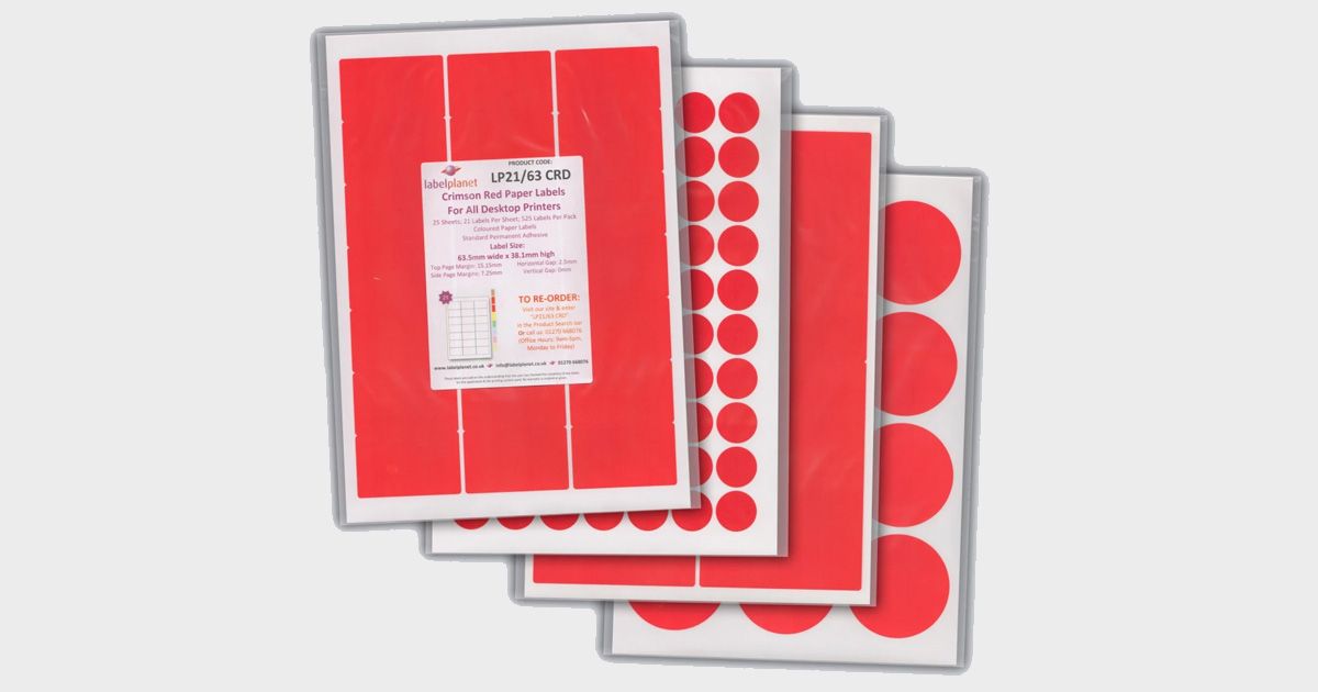 Red Labels On A4 Sheets | Labelplanet