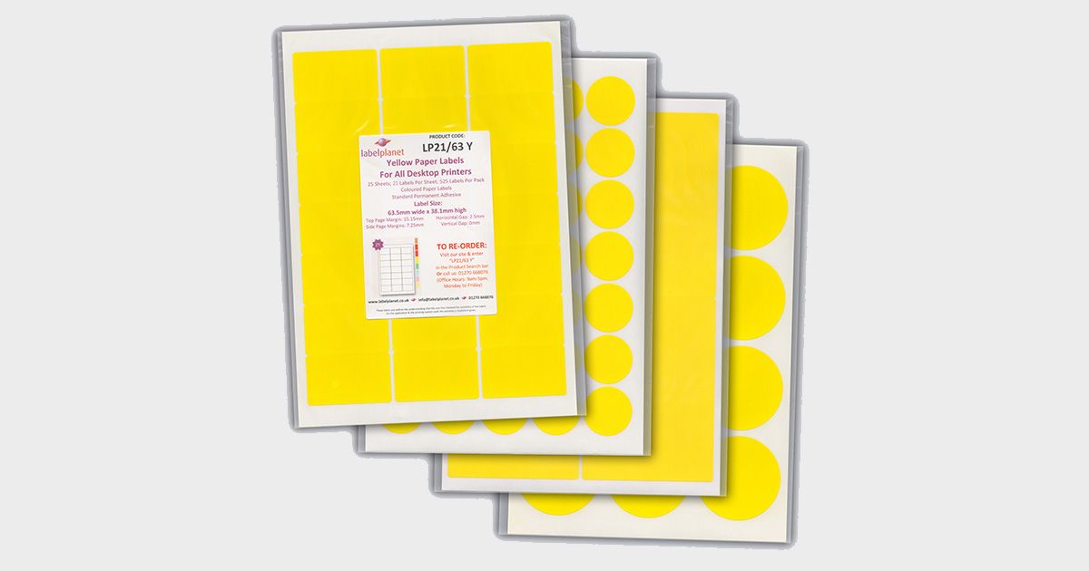 Yellow Labels On A4 Sheets | Labelplanet