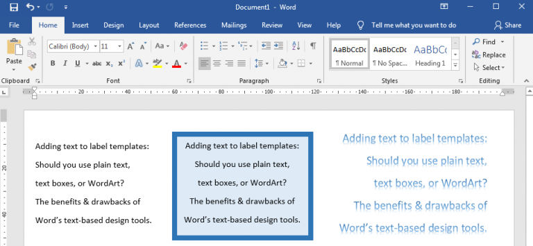 Designing Word Label Templates – Basic Text Vs Text Boxes & WordArt